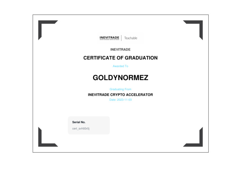 Certificate of Completion For Inevitrade Crypto Accelerator | PDF