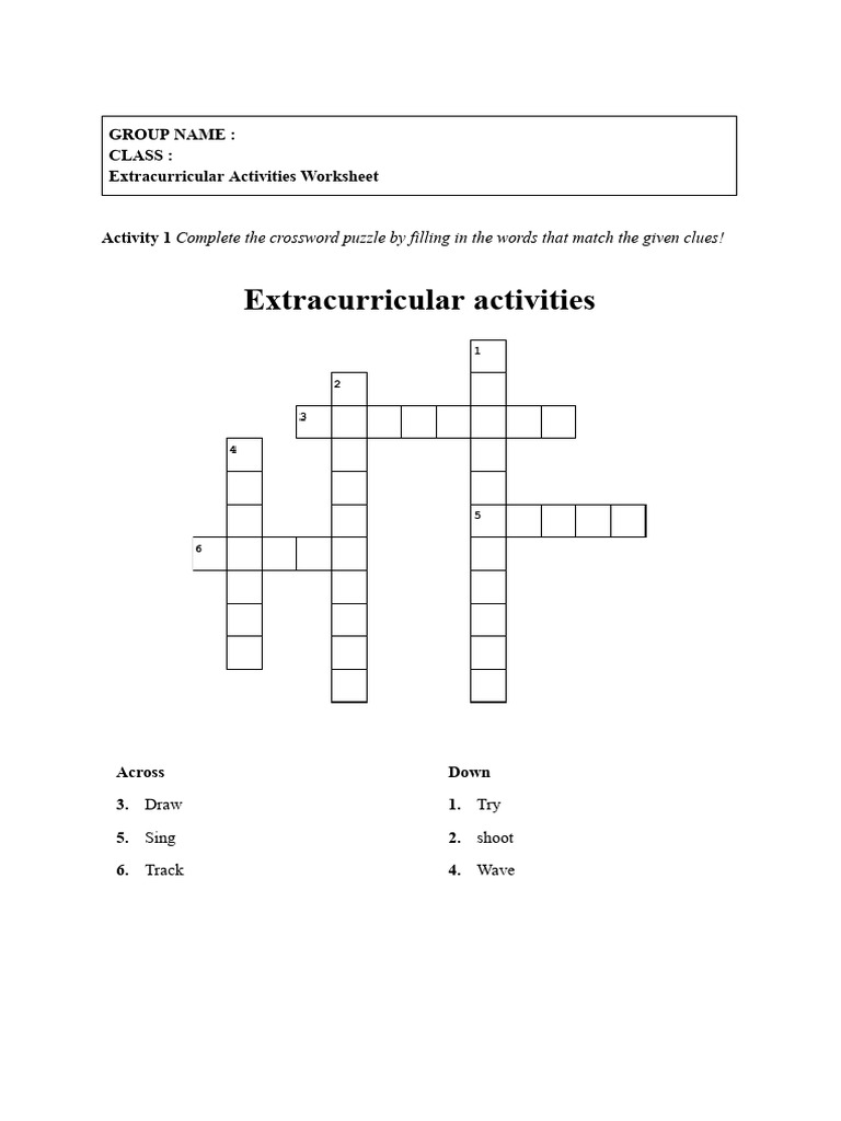 Extracurricular Activities Worksheet | PDF