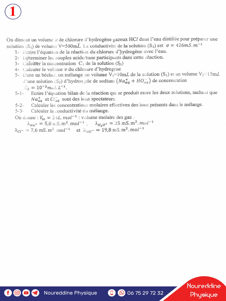 Conductance - Conductivité (Exercice + Correction) | PDF