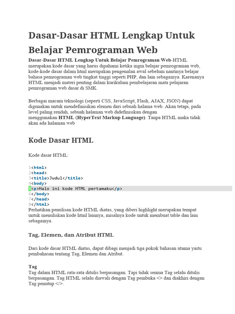 Materi Dasar HTML | PDF