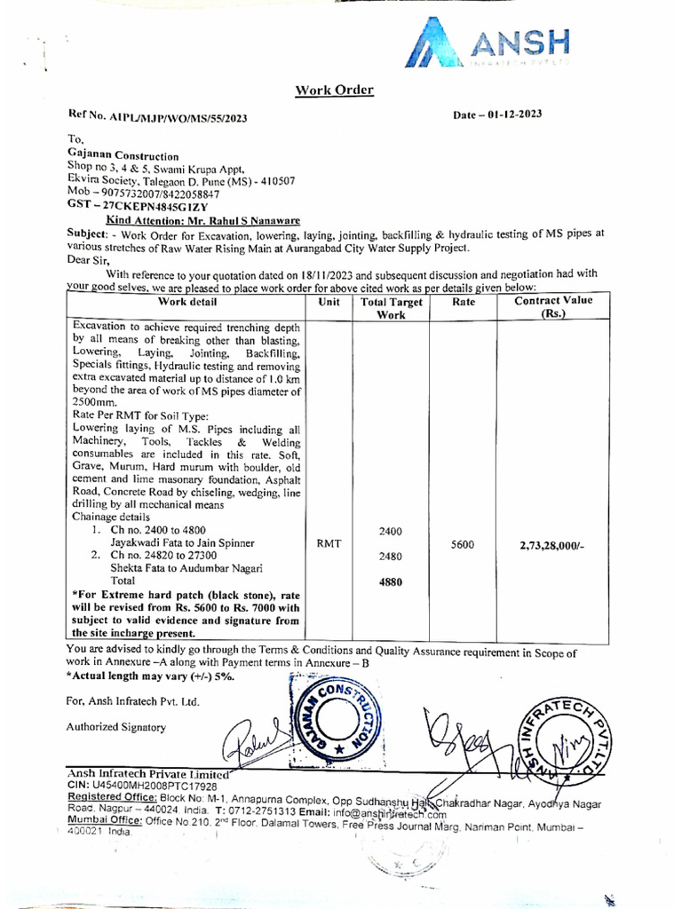 Ansh Infra Gajanan | PDF