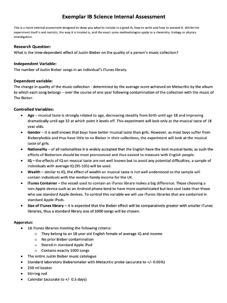 Science Internal Assessment IBCPDPWHAT | PDF
