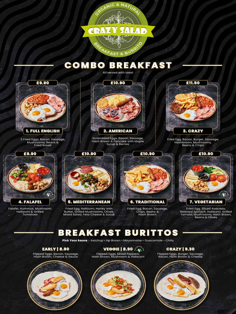 Crazy Salad Menu QR | PDF | Salad | Hamburgers