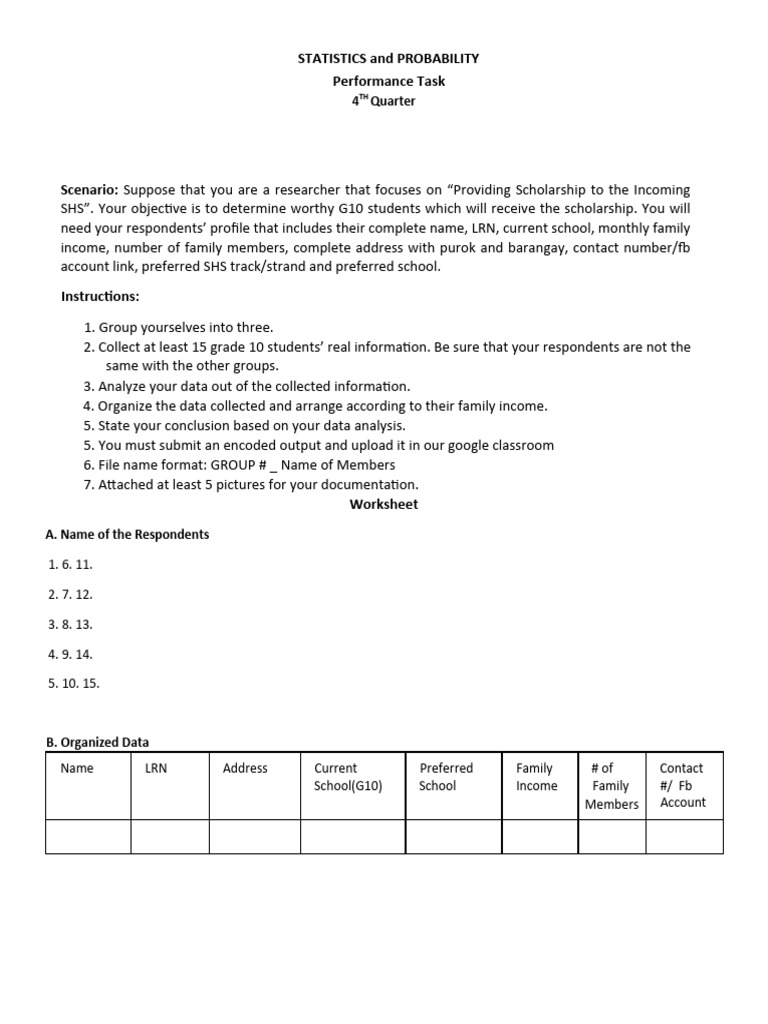 Scholarship Data Analysis for G10 Students | PDF