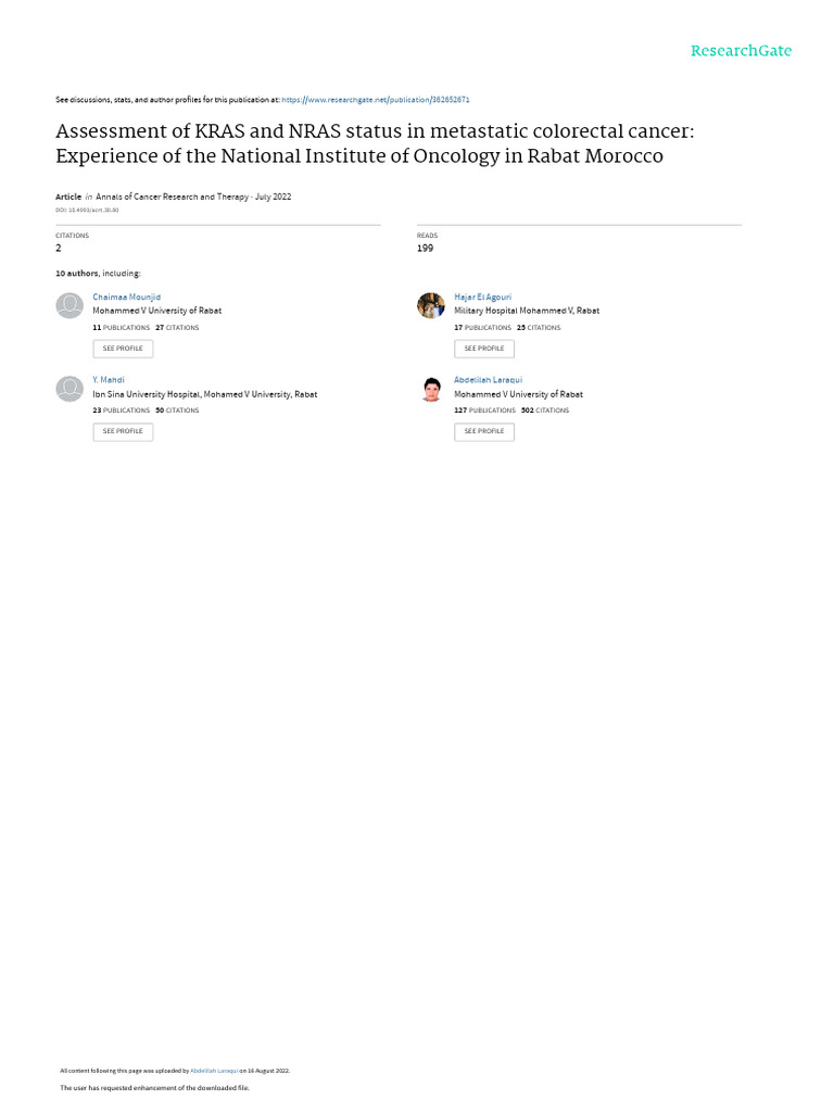 Assessment of KRAS and NRAS Status in Metastatic Colorectal Cancer ...