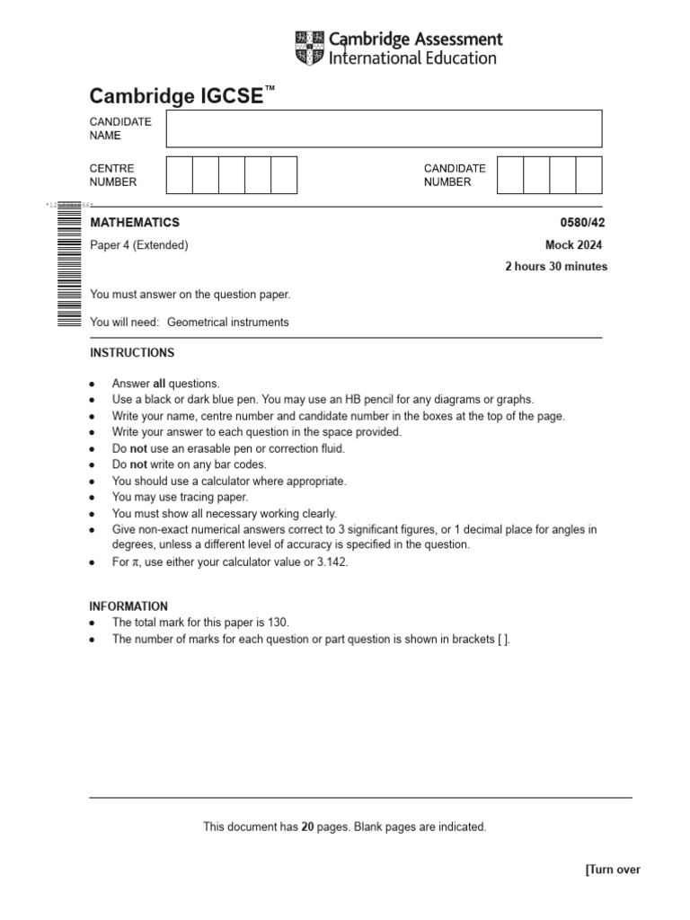 Cambridge IGCSE | PDF | Volume | Tangent