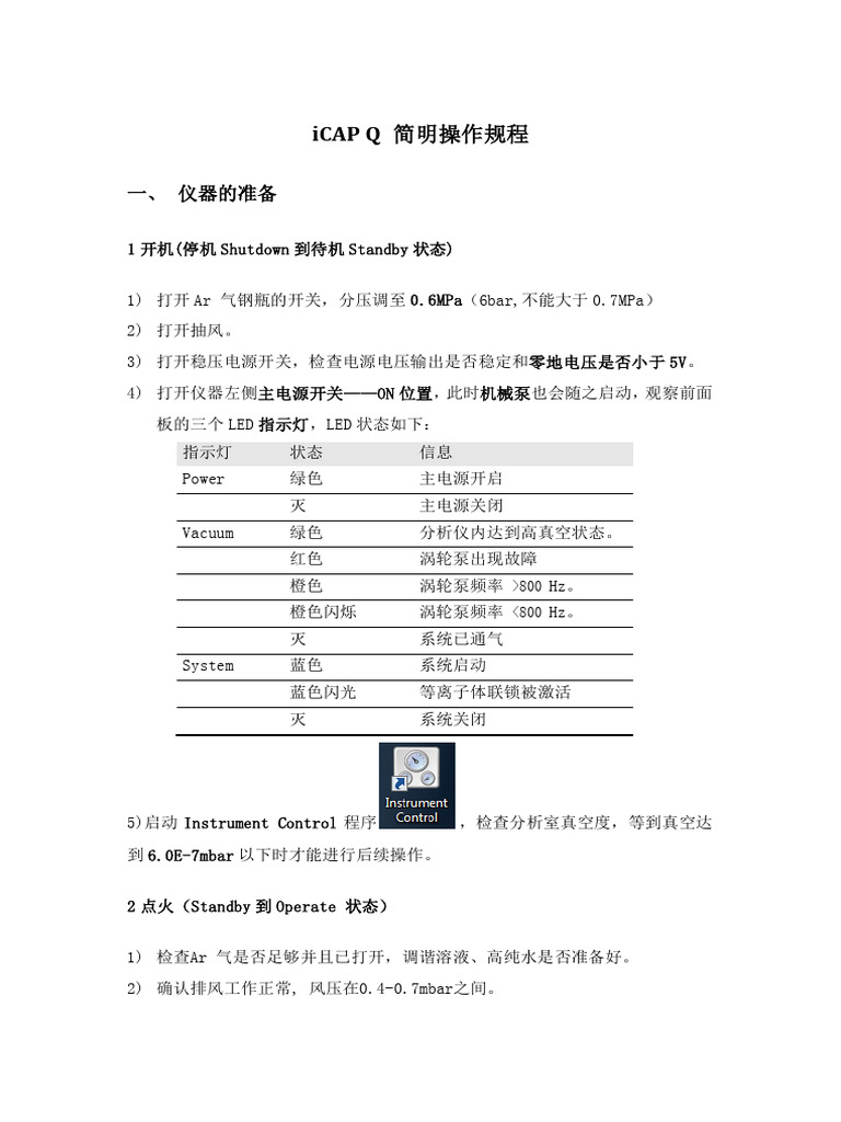 iCAP Q简明操作规程 | PDF