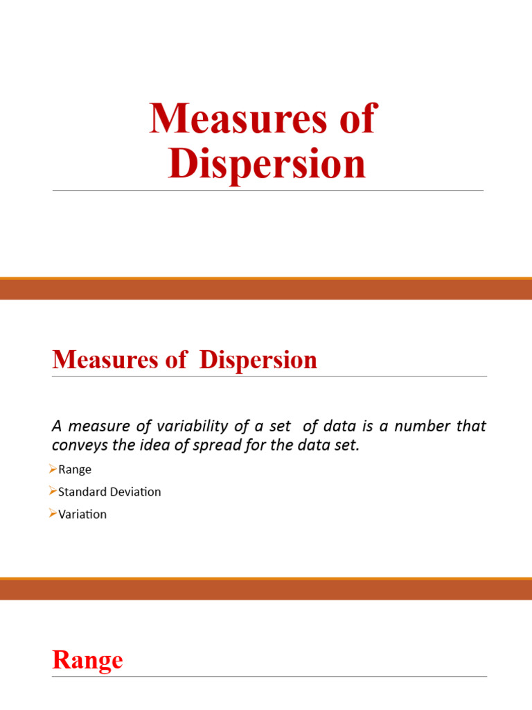 Measures of Dispersion | PDF | Variance | Standard Deviation