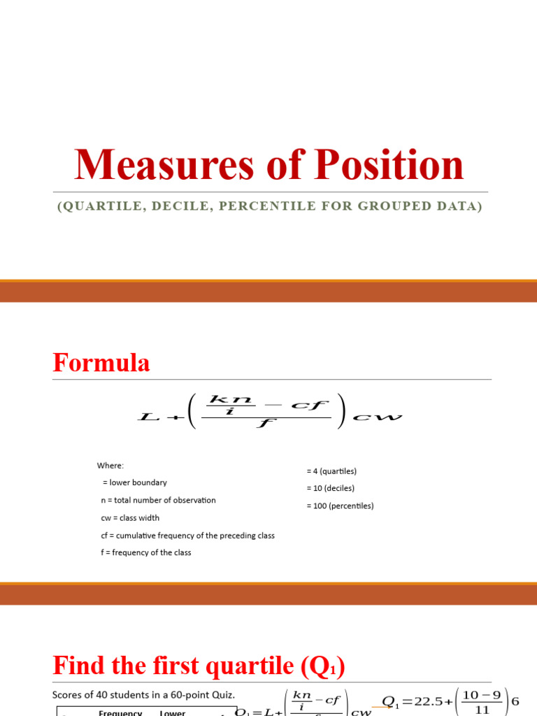 Measures of Position (Quartile, Decile, Percentile For Grouped Data ...