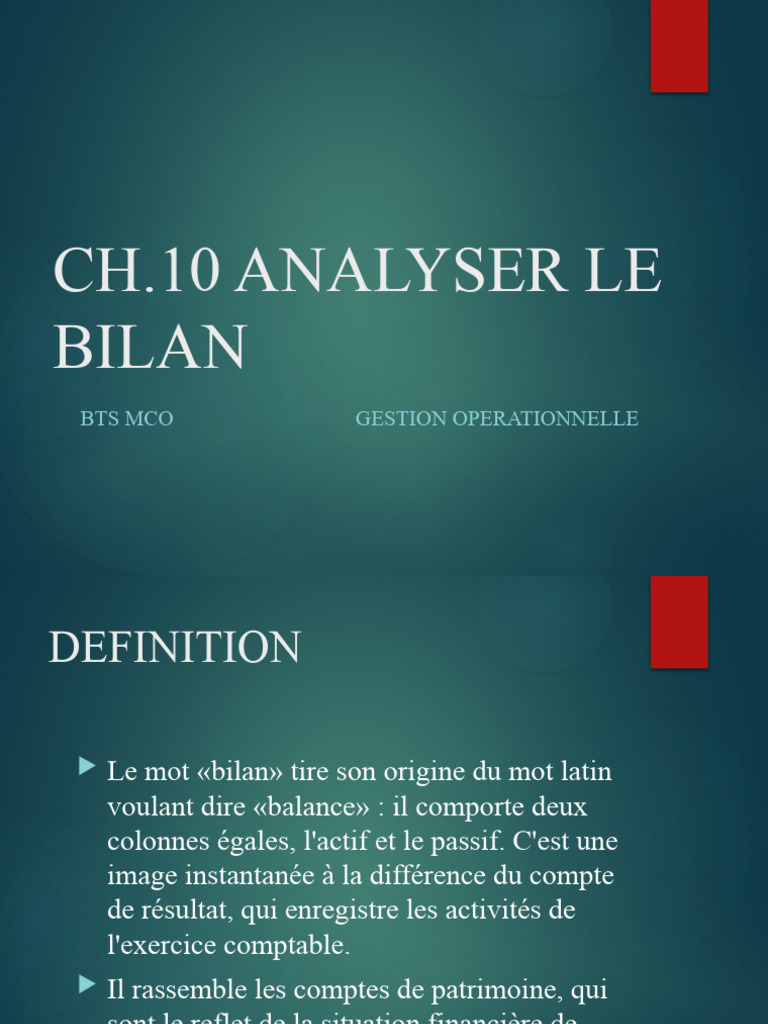 CH.10 Analyser Le Bilan | PDF | Capitaux propres | Bilan comptable