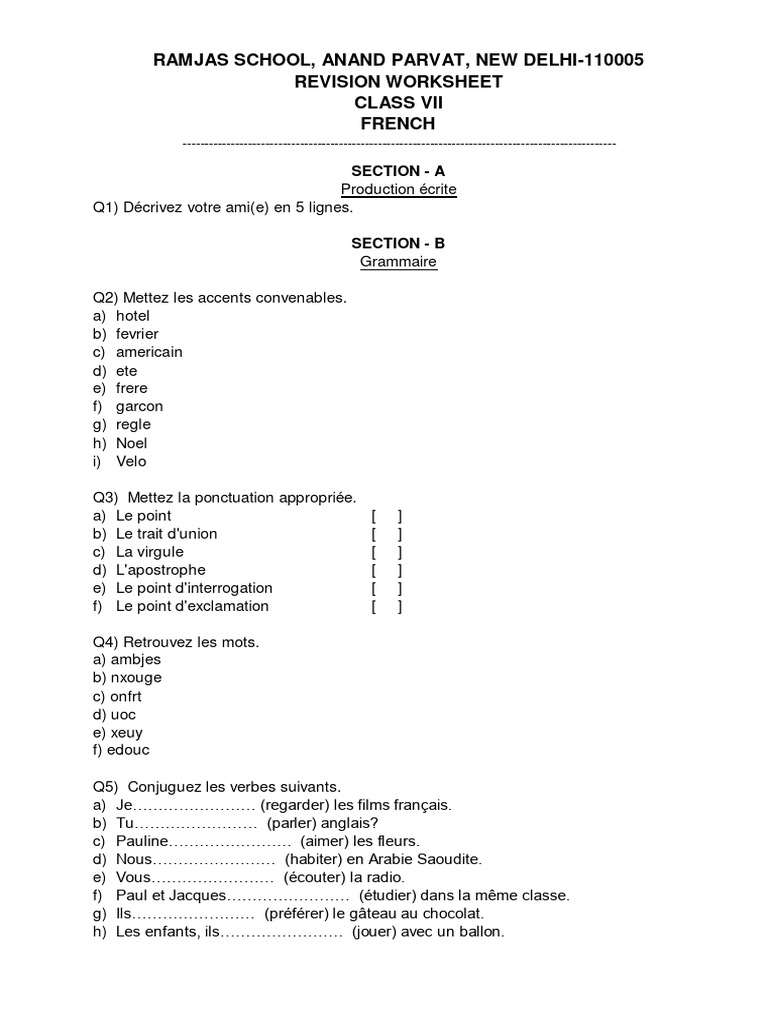 Grade 7 Revision | PDF | France | Symboles