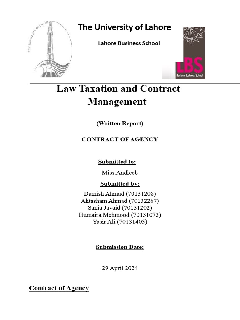 Contract of Agency | PDF | Law Of Agency | Legal Liability