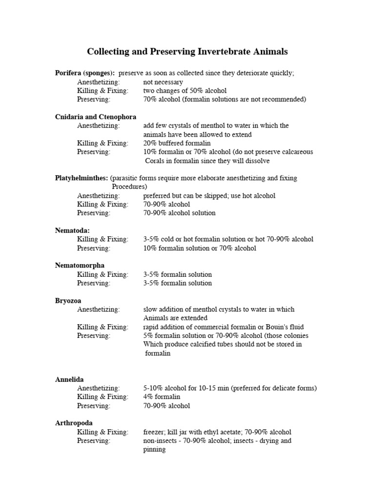 Collecting and Preserving Inver | Download Free PDF | Invertebrate ...