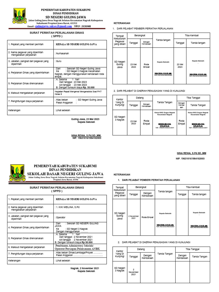 SPPD Rapat Operator Februari 2023 | PDF