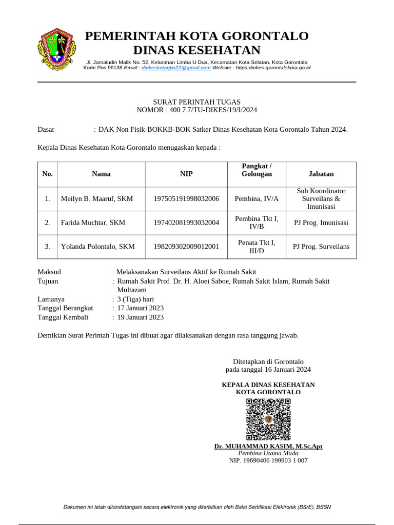 SPT Surveilans RS - 16 Januari 2024 | PDF