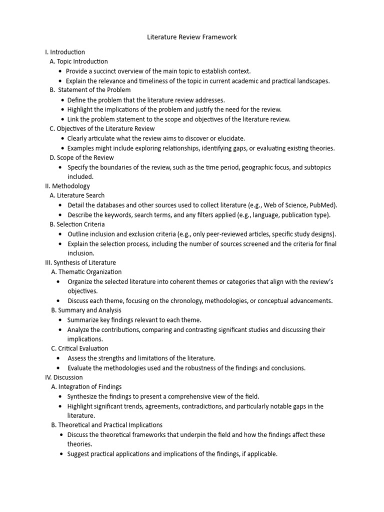 Literature Review Framework Guide | PDF | Methodology | Theory