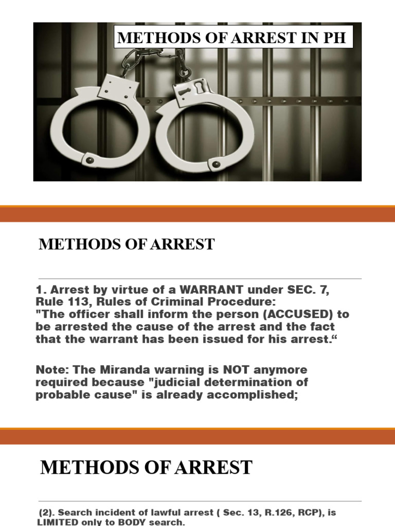 Methods of Arrest | PDF | Arrest | Search Warrant