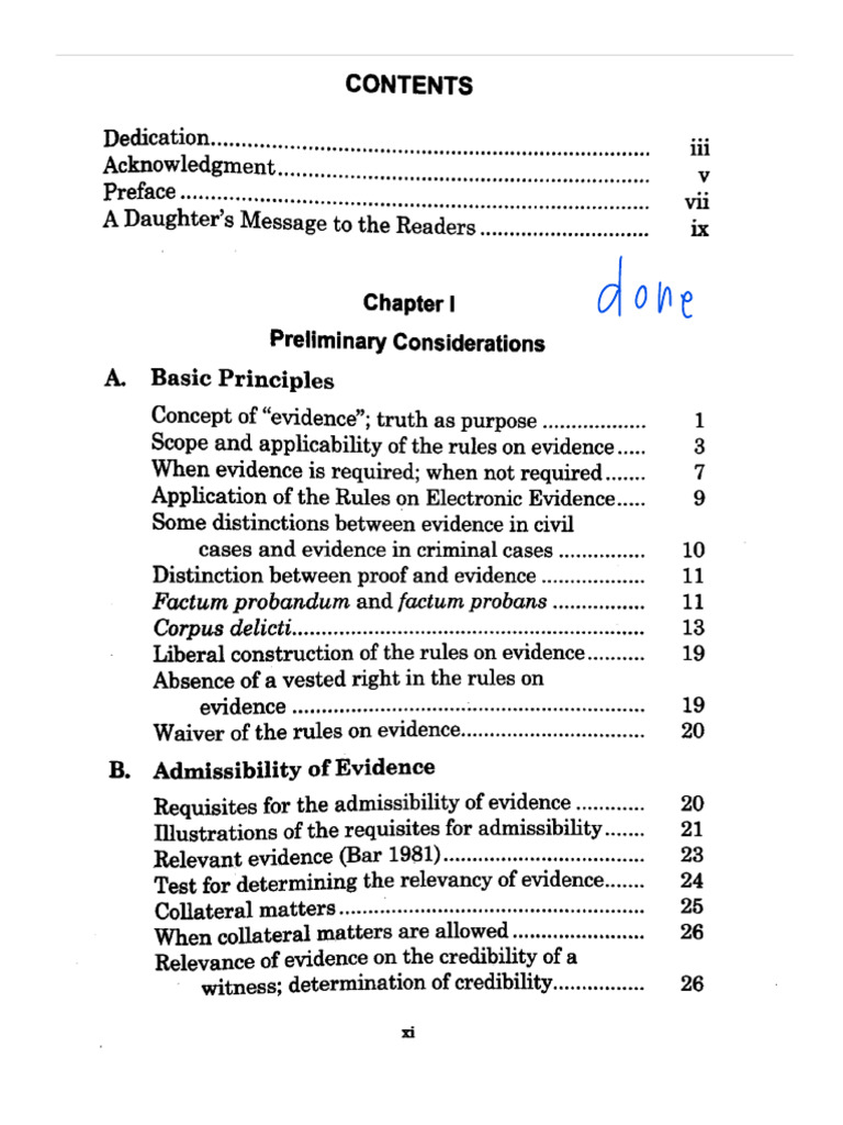 Annotated Toc Evid | PDF