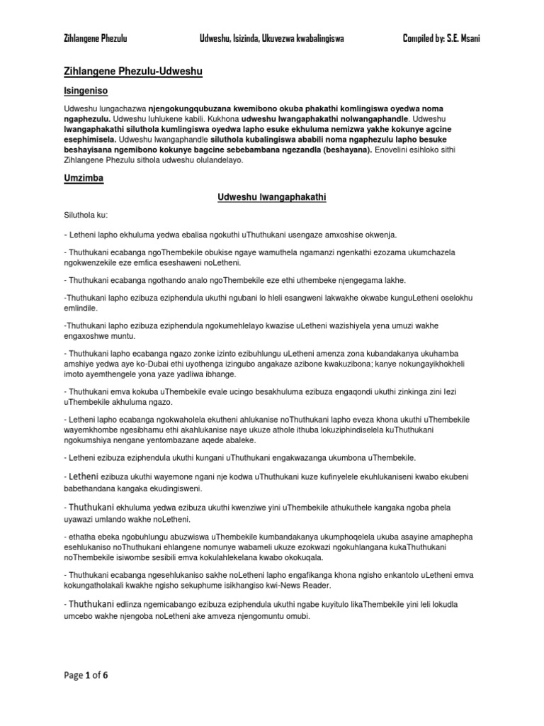 Zihlangene Phezulu-Essays - 240505 - 114339 | PDF