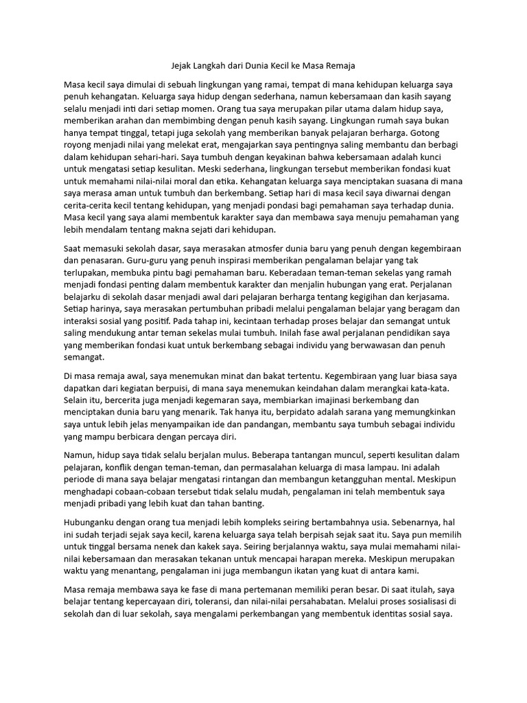 Jejak Langkah Dari Dunia Kecil Ke Masa Remaja P5 (Pengalaman Hidup Bermakna) | PDF