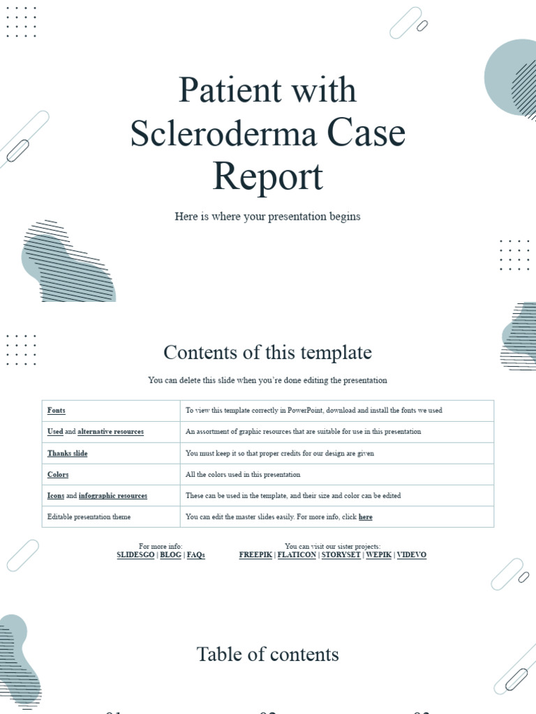 Patient With Scleroderma Case Report by Slidesgo | PDF | Medical Diagnosis | Clinical Medicine