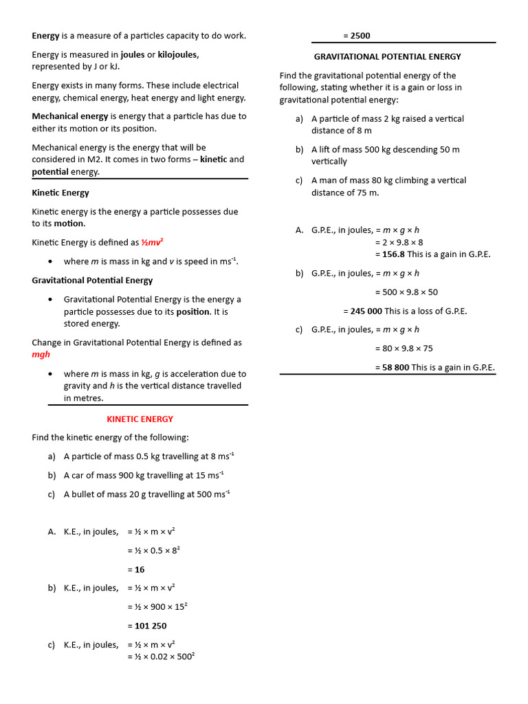 Physics Work& Energy | Download Free PDF | Potential Energy | Mass