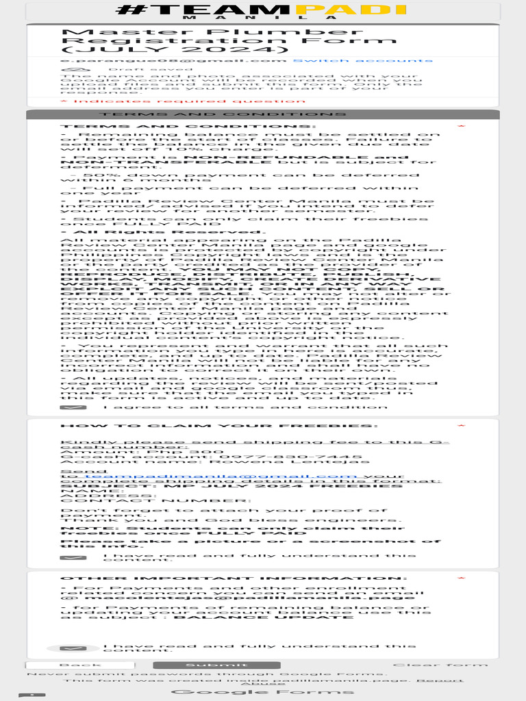 Master Plumber Registration Form (JULY 2024) | PDF | Copyright ...