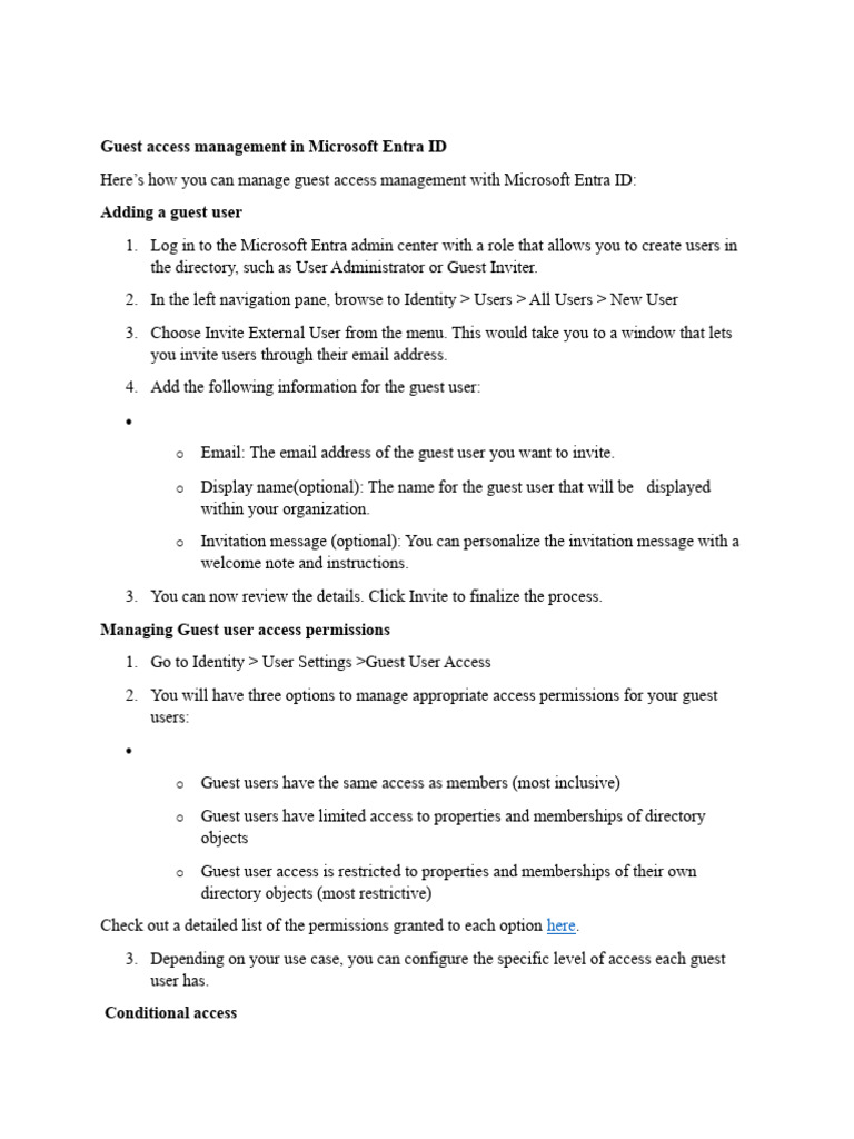 Guest Access Management in Microsoft Entra | PDF | User (Computing ...