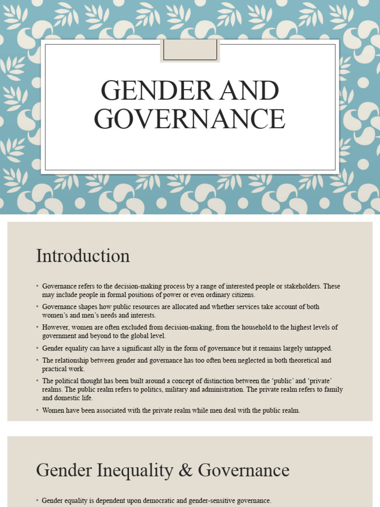 9 - Gender and Governance | Download Free PDF | Governance | Woman