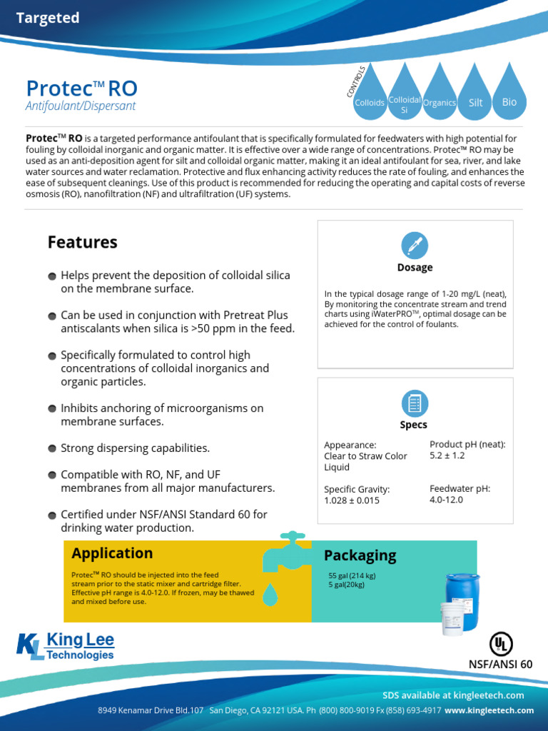 Protec RO Infosheet | PDF | Membrane | Colloid