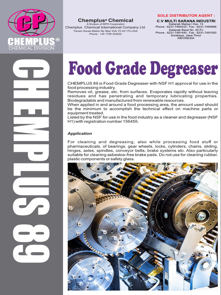 Cemplus 89 - Food Grade Degreaser | PDF | Materials | Industrial Processes