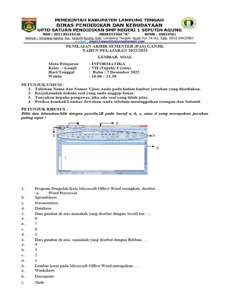 Soal Pas Informatika 8 Ganjil 2022 | PDF