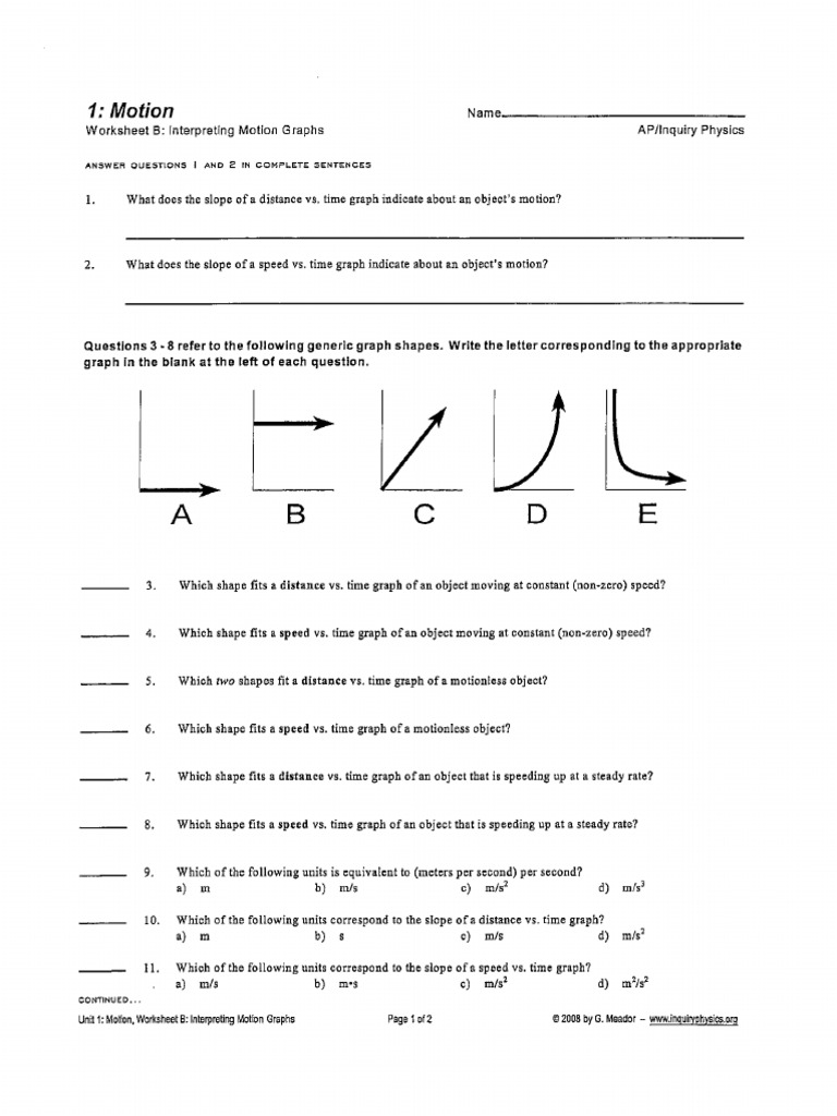 Interpreting Motion Graphs | PDF