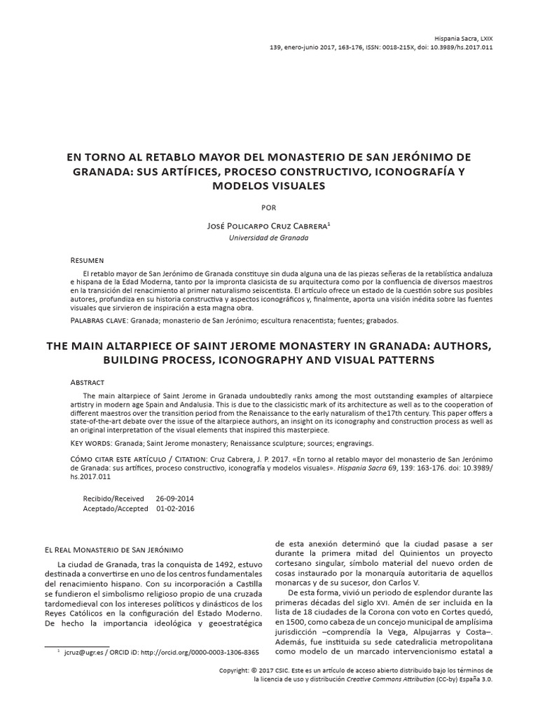 José Policarpo Cruz Cabrera. EL RETABLO MAYOR DEL MONASTERIO DE SAN ...
