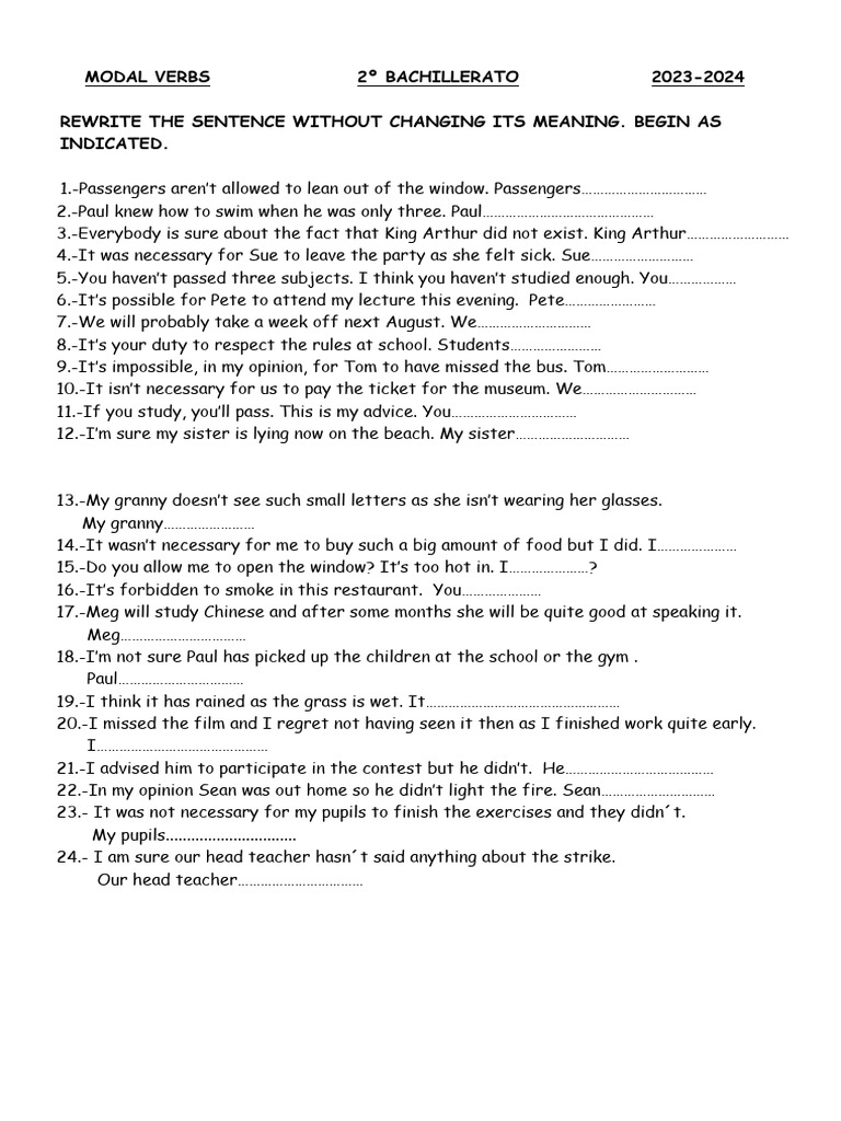Modal Verbs Practice | PDF
