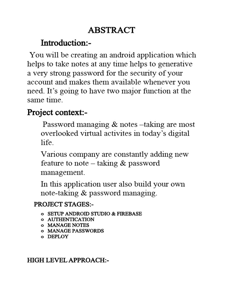 ABSTRACT for notes and password manager | PDF