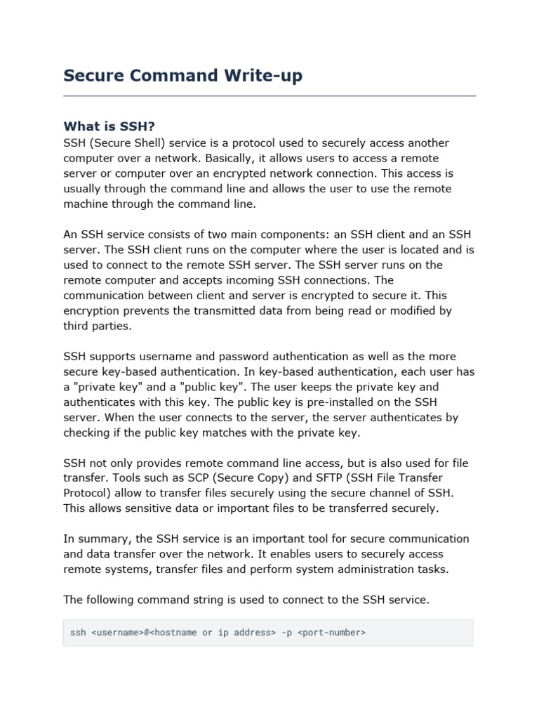 3 Secure Command | PDF | Secure Shell | Network Architecture