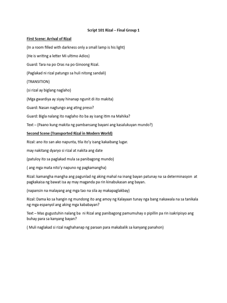 Script 101 Rizal Finale | PDF Script 101 Rizal Finale | PDF