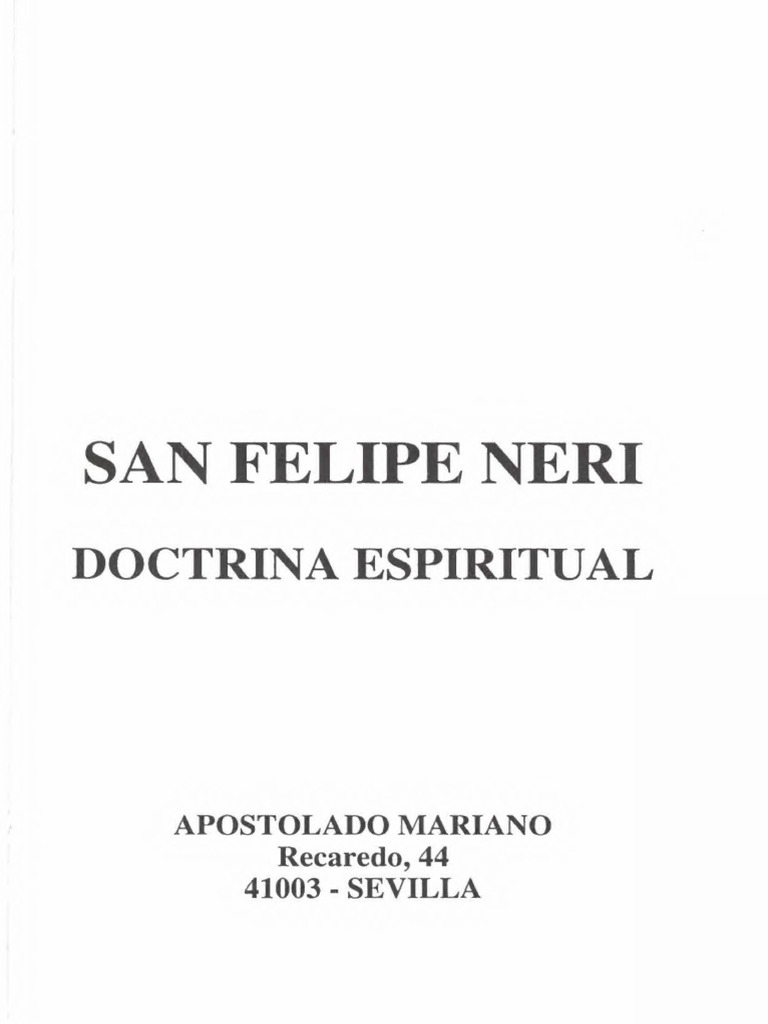 Doctrina Espiritual - San Felipe Neri Text | PDF | eucaristía | Oración
