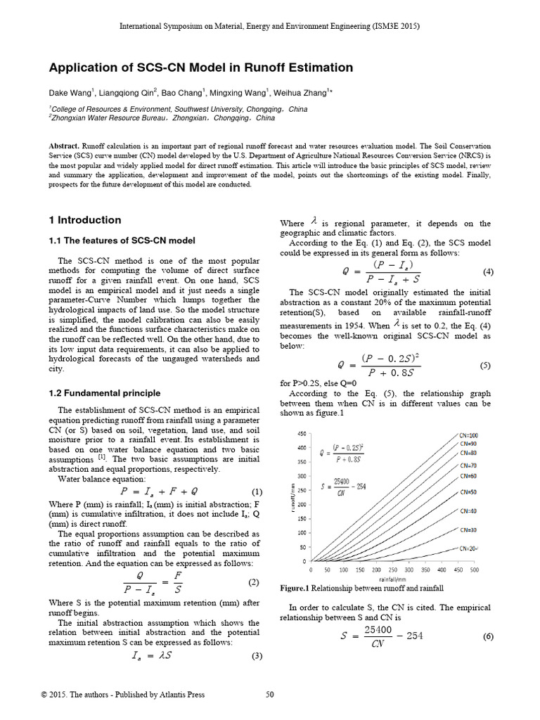 Application of SCS-CN Model in Runoff Estimation: S P S P Q | Download Free PDF | Surface Runoff ...