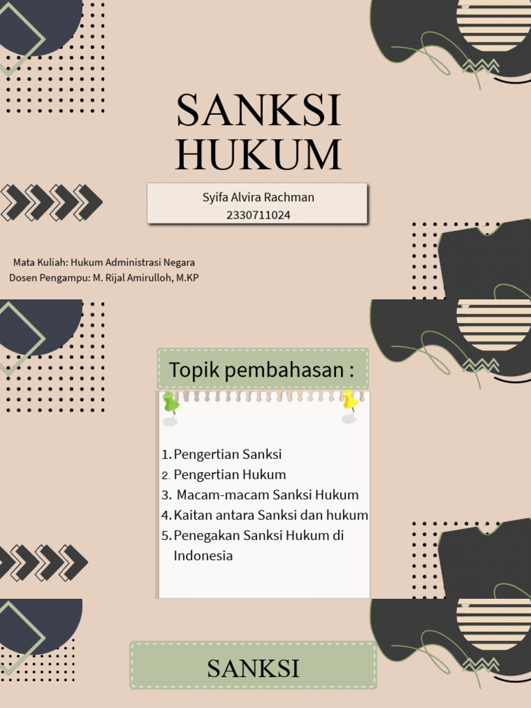 Han Sanksi Hukum Syifa Alvira Rachman - 20240402 1712042403 | PDF | Politik | Ilmu Sosial