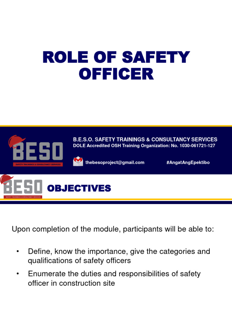 Duties and Roles of Safety Officers | PDF | Occupational Safety And ...