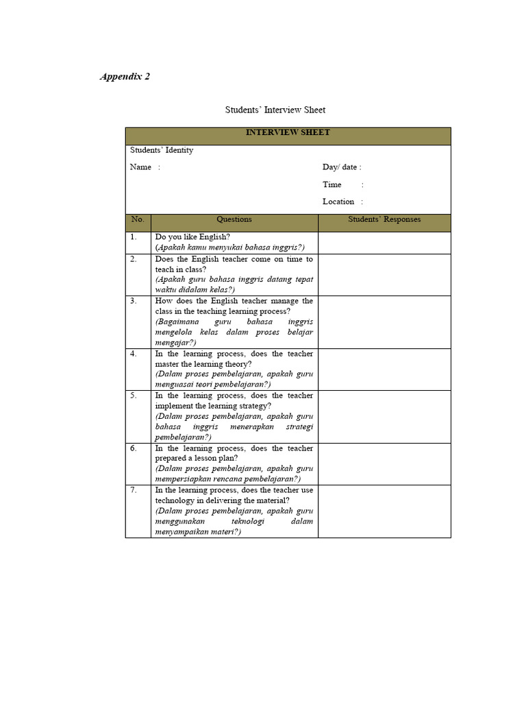 Apendix Proposal | PDF | Learning | Educational Assessment