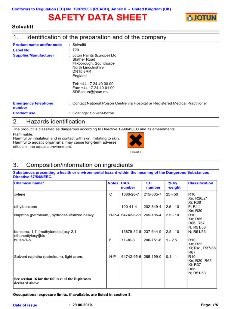 SAFETY DATA SHEET - SML Marine Paints | Download Free PDF ...