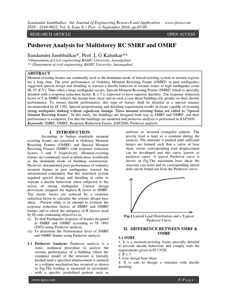 Pushover Analysis For Multistorey RC SMR | PDF | Materials | Continuum ...