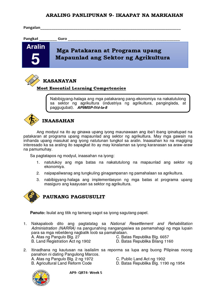 9 AP qrt.4 Week 5 | PDF