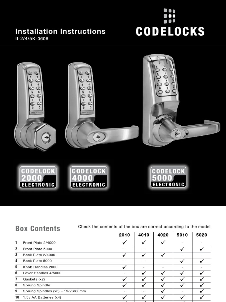 CodeLocks Installation Instructions | Door | Screw