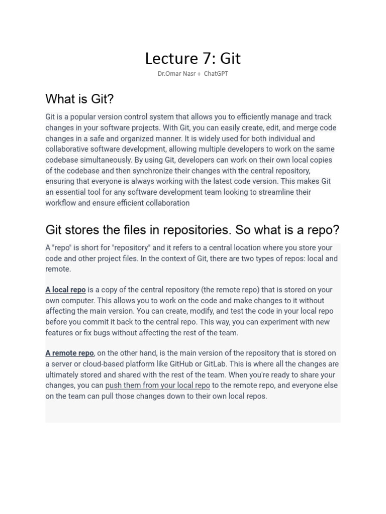Lecture 7 - Git Tutorial | PDF | Computer File | Filename Lecture 7 - Git Tutorial | PDF | Computer File | Filename