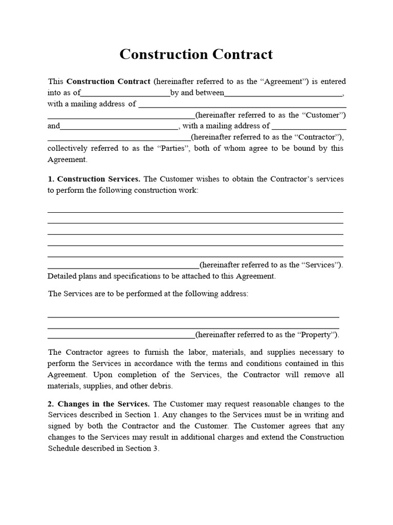 Construction Contract Template 26 | PDF | Breach Of Contract | General ...