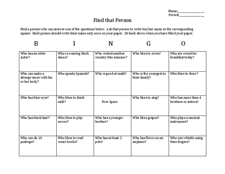Human Bingo | PDF